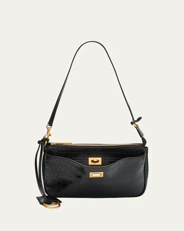 Balenciaga Rodeo Croc-embossed Leather Pochette