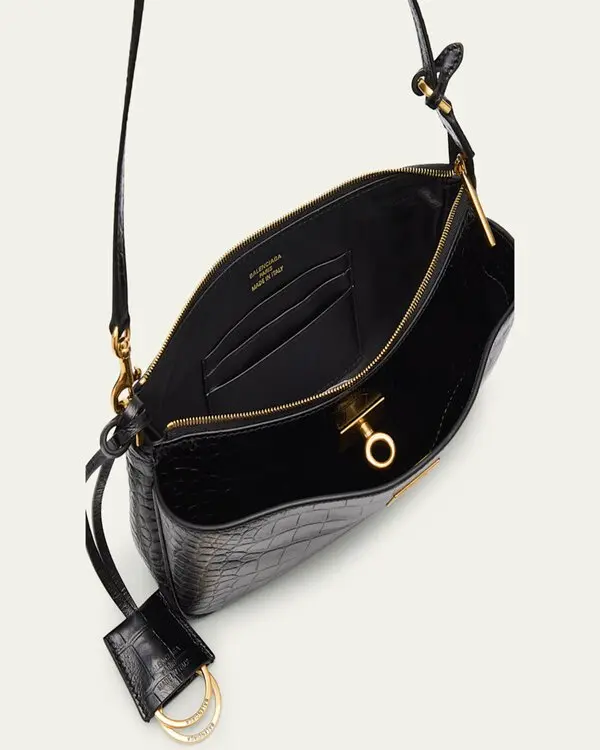 Balenciaga Rodeo Croc-embossed Leather Pochette