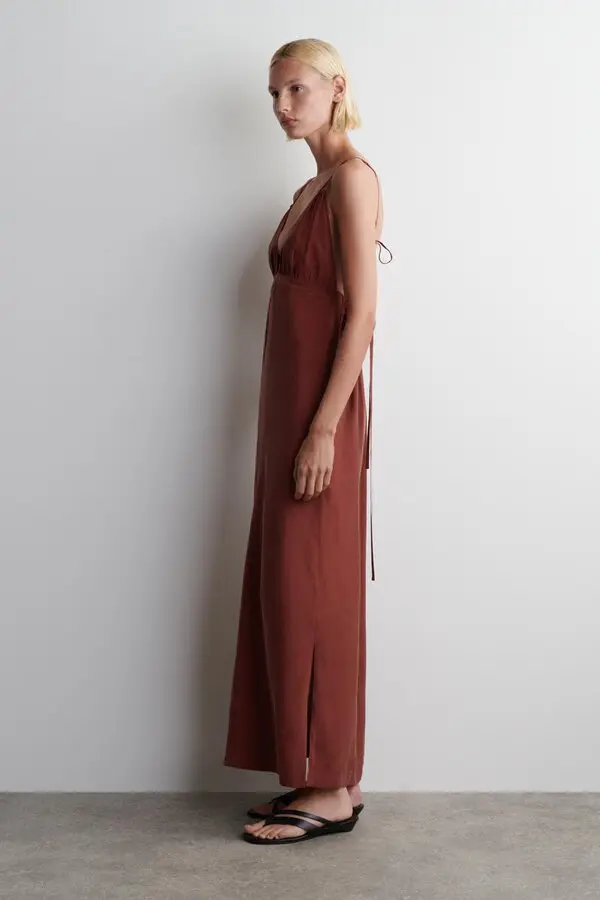 Cos Gathered V-neck Maxi Dress