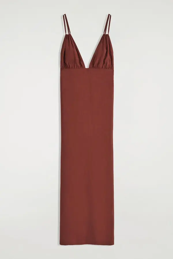 Cos Maxi Dress With Gathered V-neck - Red