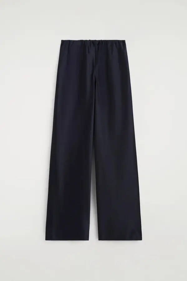 Cos Satin Wide-leg Pants - Navy