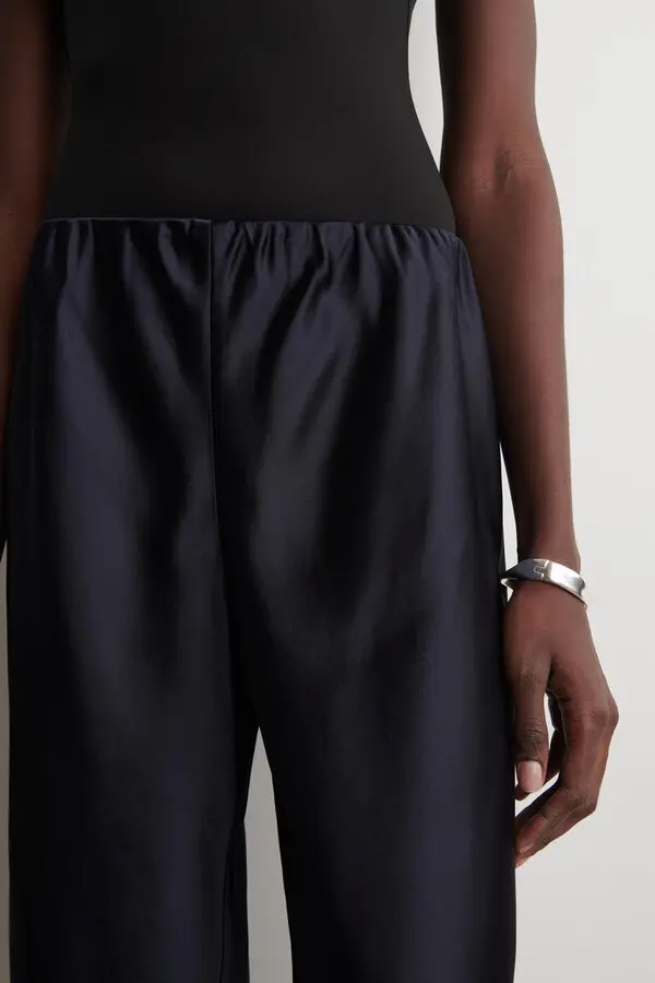 Cos Satin Wide-leg Trousers - Navy