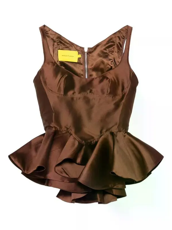 MARQUES' ALMEIDA Mikado Peplum Corset - Brown