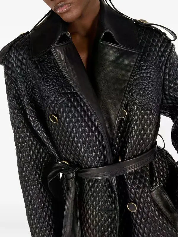 Roberto Cavalli Dragon-embroidered Quilted Coat