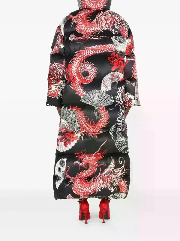 Roberto Cavalli Dragon-print Oversized Quilted Coat