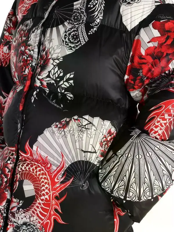 Roberto Cavalli Dragon-print Oversized Quilted Coat