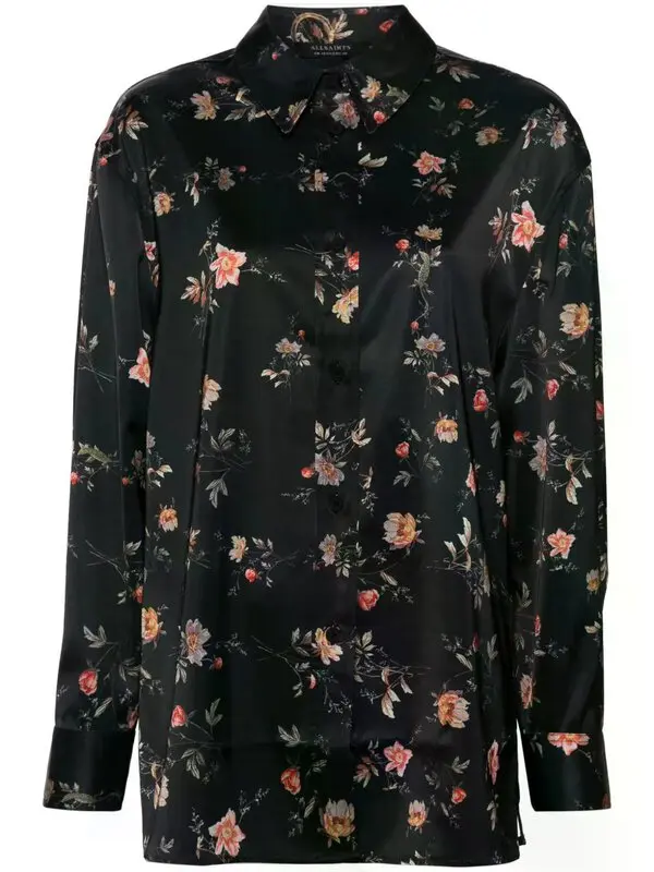 ALLSAINTS Louisa Floral-print Satin Shirt