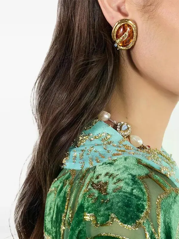 Roberto Cavalli Snake-embellished Amber Earrings - Gold