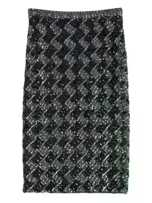P.a.r.o.s.h Geometric-pattern Sequin-embellished Skirt - Grey