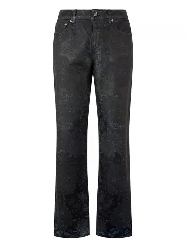 Roberto Cavalli Floral-motif Faded Jeans
