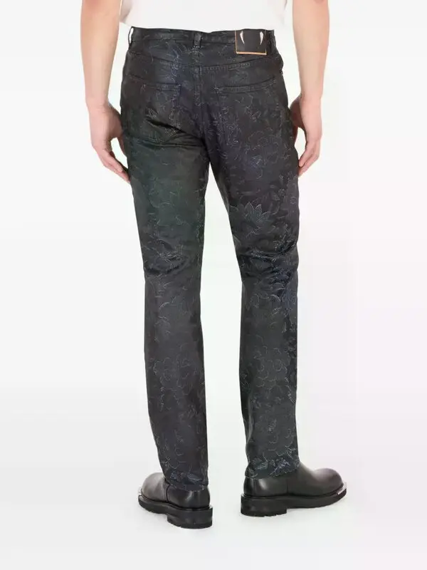 Roberto Cavalli Floral-motif Faded Jeans