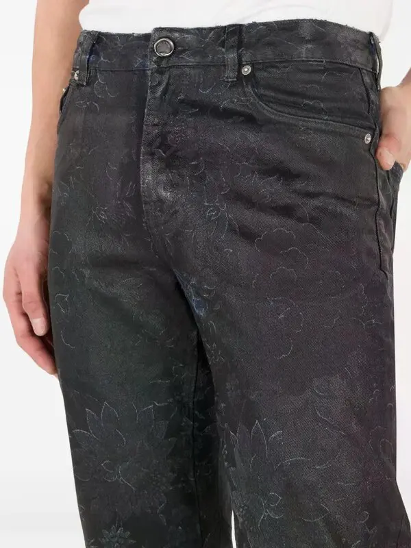 Roberto Cavalli Floral-motif Faded Jeans