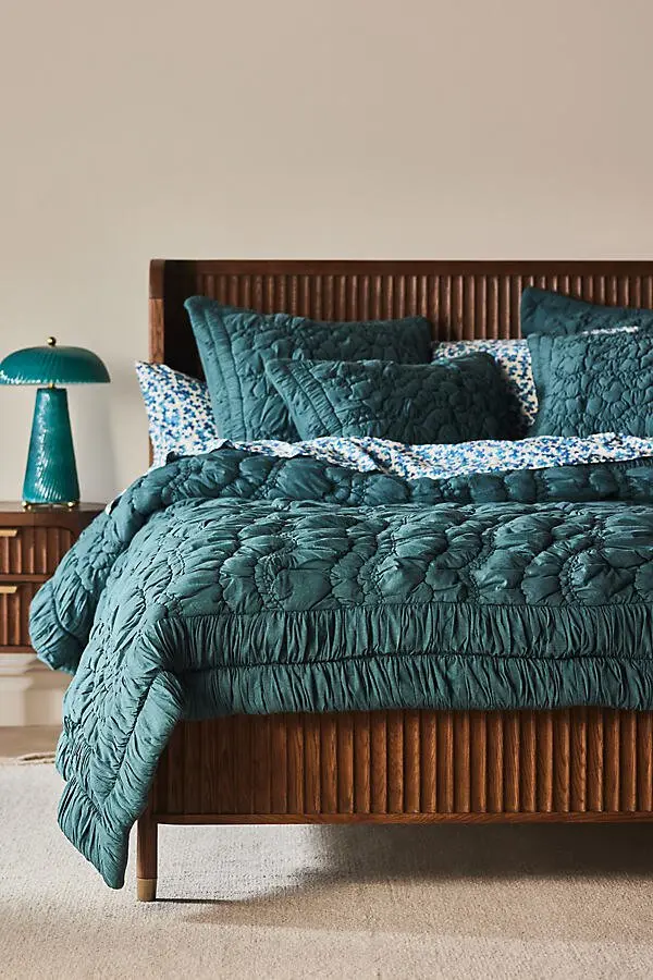 Anthropologie Brooke Heathered Jersey Cotton Quilt - Green