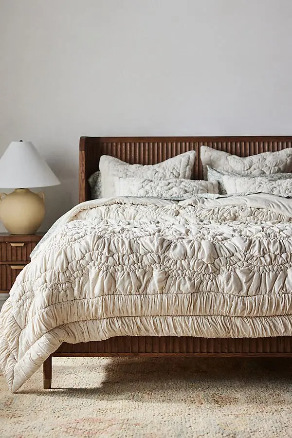 Anthropologie Brooke Heathered Jersey Cotton Quilt - Ivory