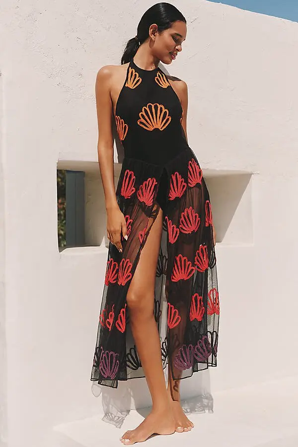 chinese dress ladies Women Sexy Two Piece Outfits Halter Bodysuit with Wrap Tied High Split Maxi  Skirt Sets, Black, S at Amazon Women's Clothing store