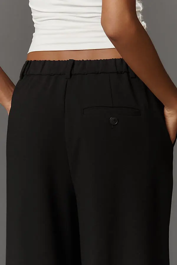 Maeve Avery Wide-leg Pleated Trousers - Black