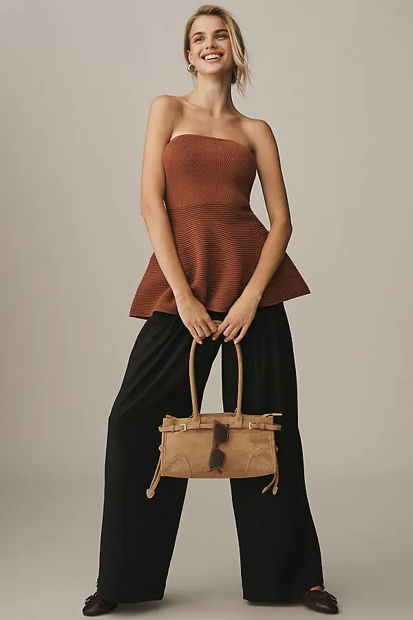 Maeve Avery Wide-leg Pleated Trousers - Black