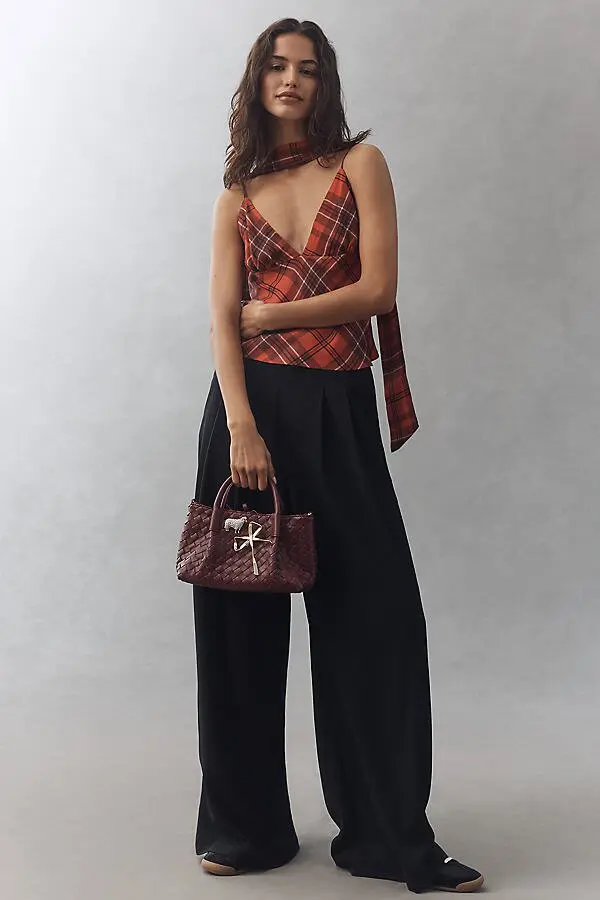 Maeve Avery Wide-leg Pleated Trousers - Black