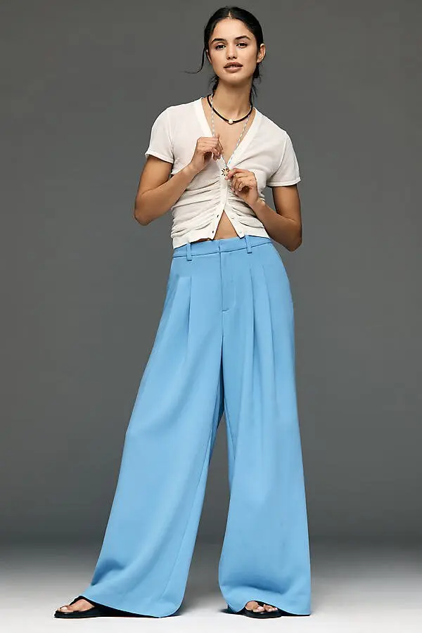 Maeve Avery Wide-leg Pleated Trousers - Ultramarine
