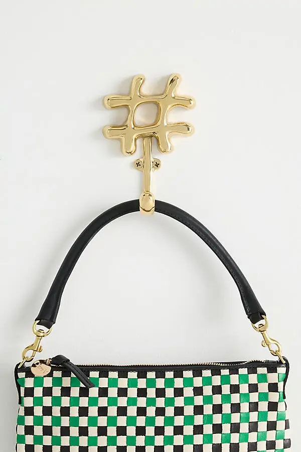 Anthropologie Bubble Hashtag Symbol Hook - Aged Brass