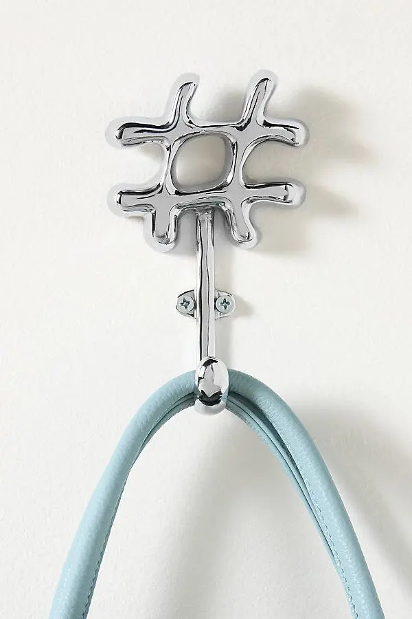 Anthropologie Bubble Hashtag Symbol Hook - Chrome