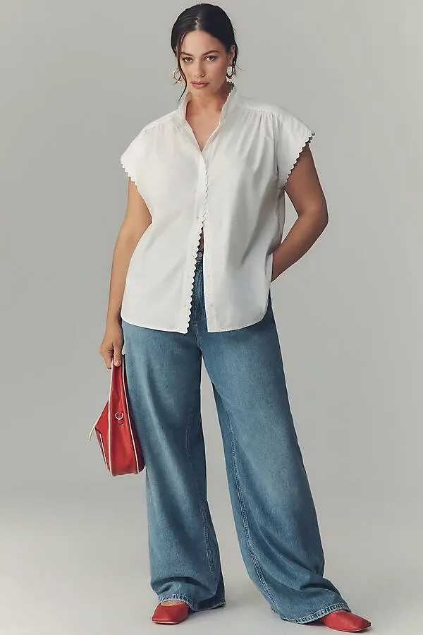 English Factory Ruffled Short-sleeve Top