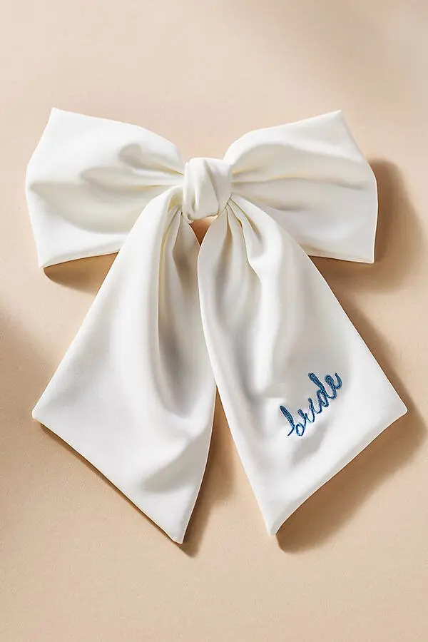 Anthropologie Bride Satin Hair Bow - Ivory