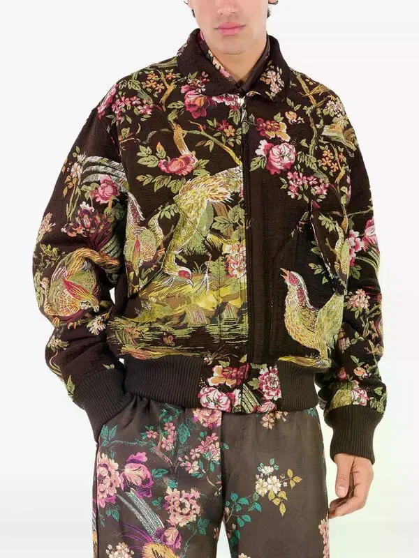 Roberto Cavalli Floral Tapestry Bomber Jacket