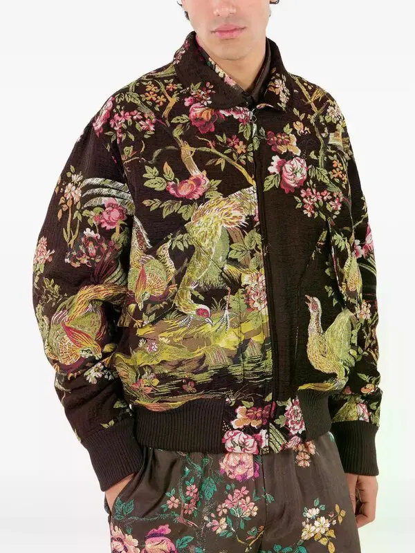 Roberto Cavalli Floral Tapestry Bomber Jacket