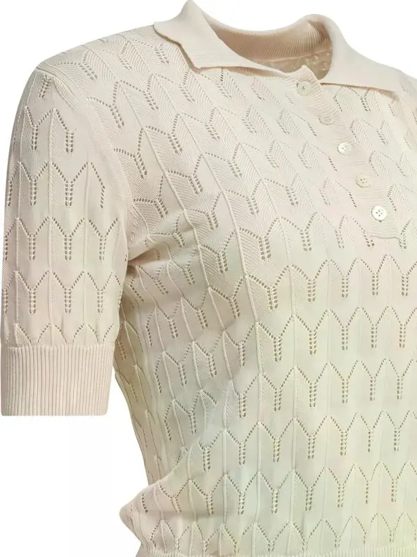 RAKKI Chevron-pattern Polo Top - Neutrals