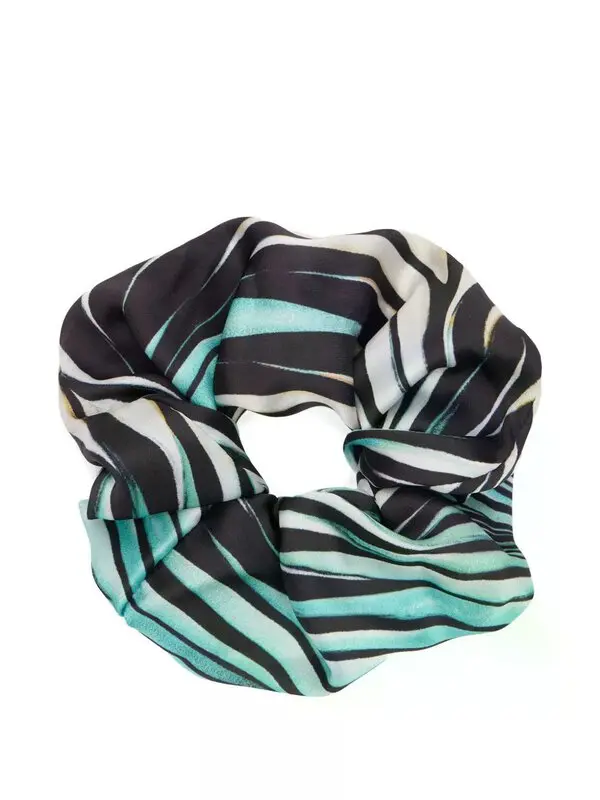 Roberto Cavalli Striped Silk Hair Scrunchie - Blue