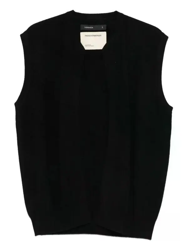 Frenckenberger Sleeveless Open-front Cardigan - Black
