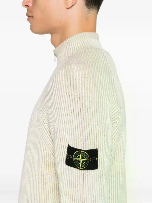 Stone Island Ribbed Zip-neck Sweater