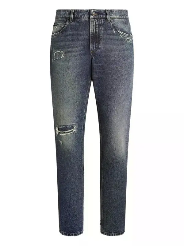 Dolce & Gabbana Logo-plaque Distressed Jeans