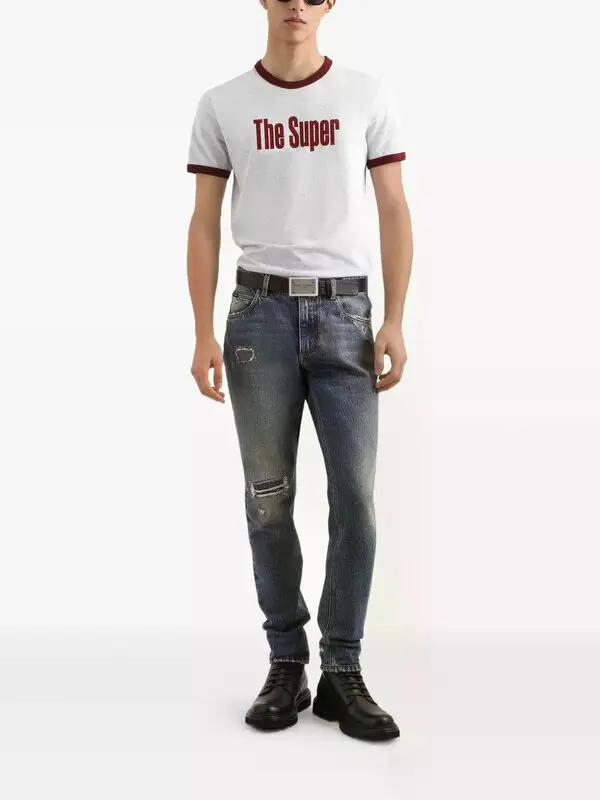 Dolce & Gabbana Logo-plaque Distressed Jeans