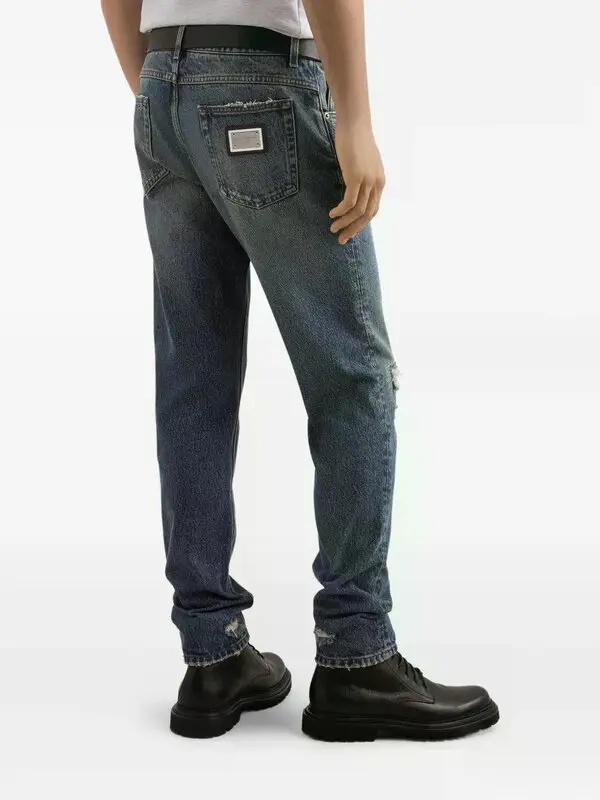 Dolce & Gabbana Logo-plaque Distressed Jeans