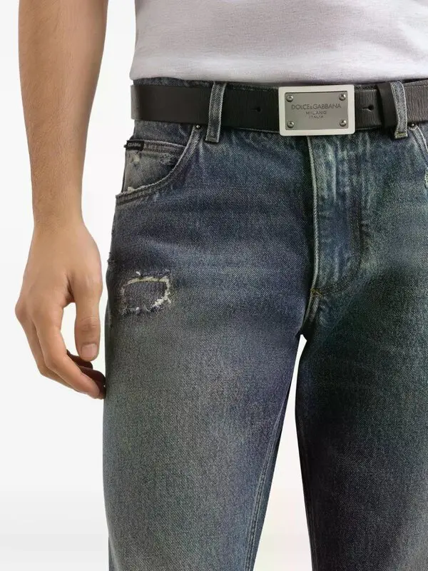 Dolce & Gabbana Logo-plaque Distressed Jeans
