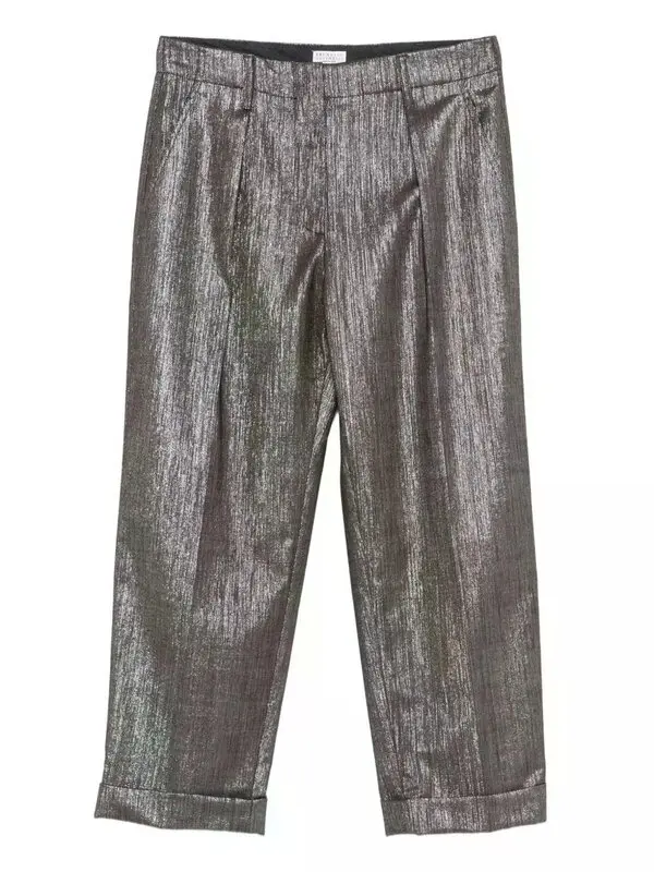 Brunello Cucinelli Pleated Metallic Trousers