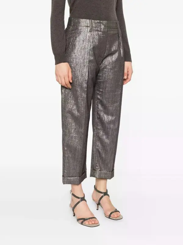 Brunello Cucinelli Pleated Metallic Trousers
