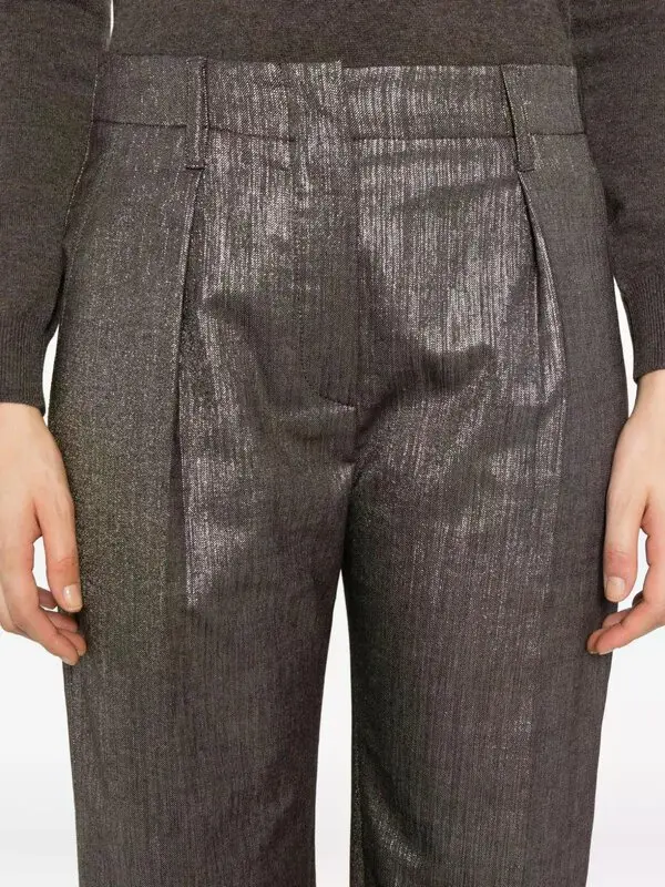Brunello Cucinelli Pleated Metallic Trousers