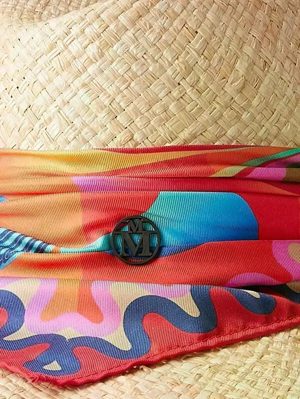 MAISON MICHEL Kate Scarf-detail Sun Hat - Neutrals