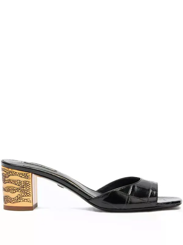 Roberto Cavalli Crocodile-effect Mules