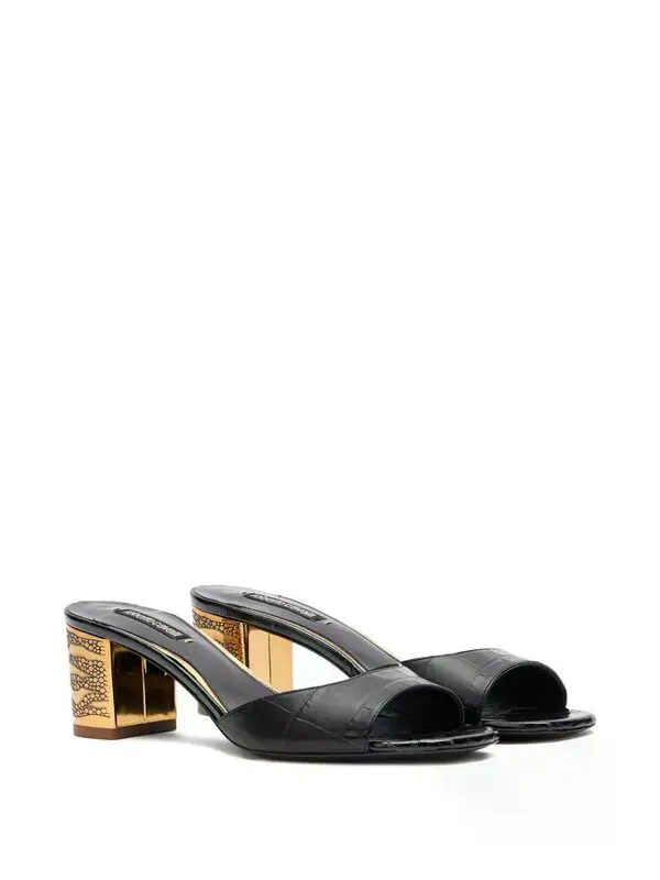 Roberto Cavalli Crocodile-effect Mules
