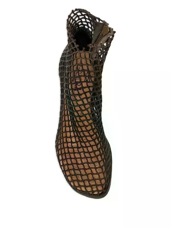 VERDURA SHOES Net-pattern Block-heel Boots