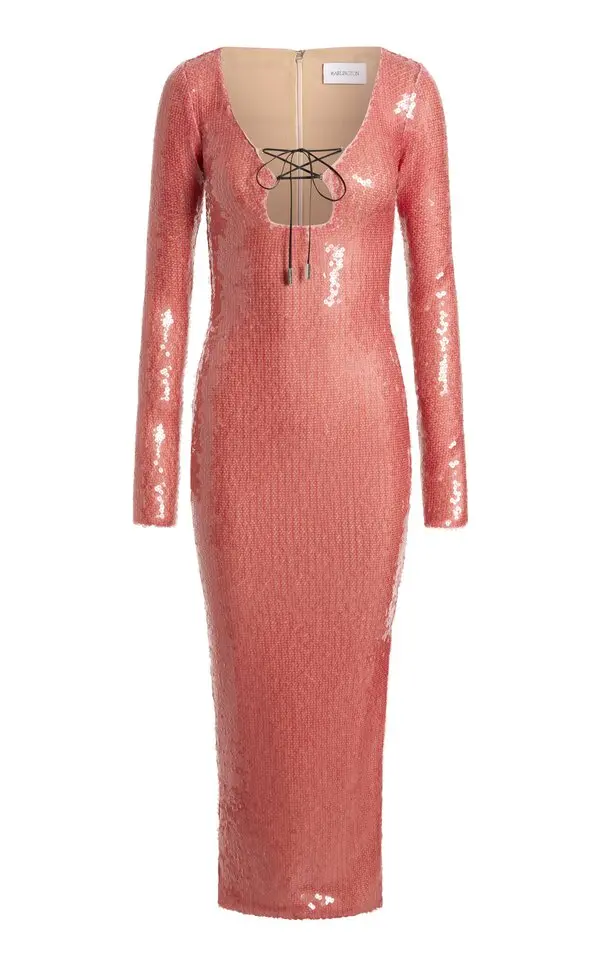 16Arlington Sequined Midi Dress - Pink