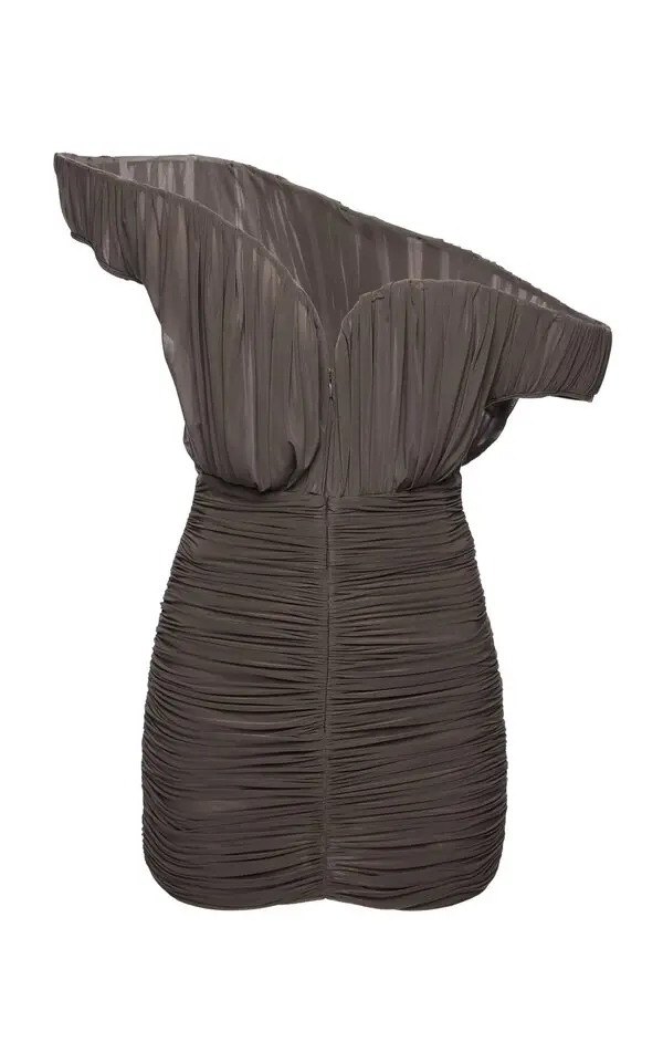 Magda Butrym Asymmetric Ruched Mini Dress - Brown