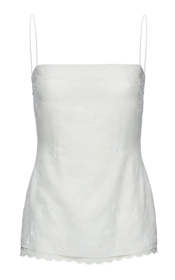Magda Butrym Broderie Anglaise Sleeveless Top - White