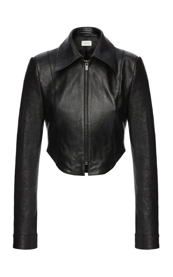 Magda Butrym Cropped Leather Jacket - Black