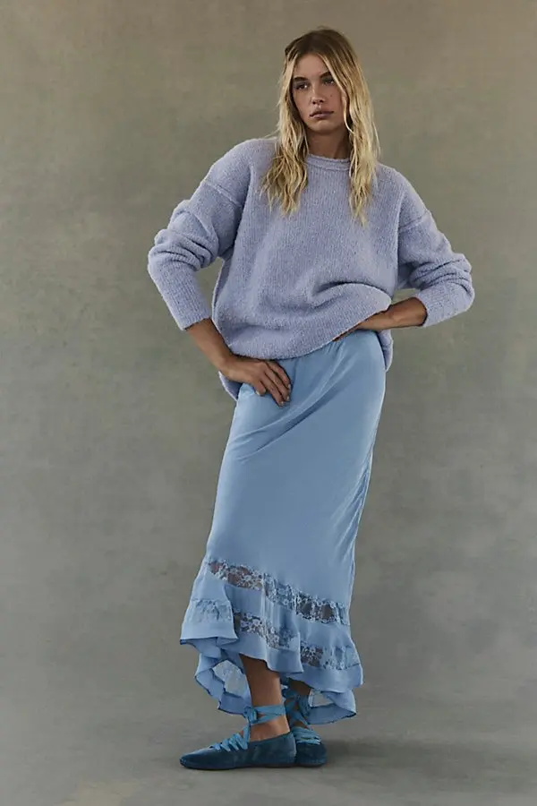 Free People Intimately At Long Lost Lover Half Slip - Cashmere Blue