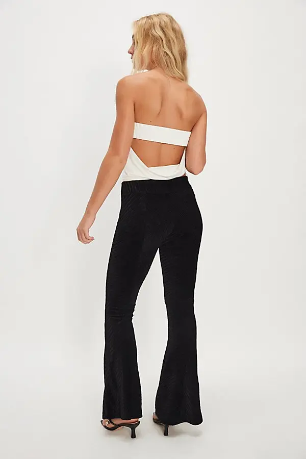 Free People Penny Pull-on Velvet Flared Pants - Black